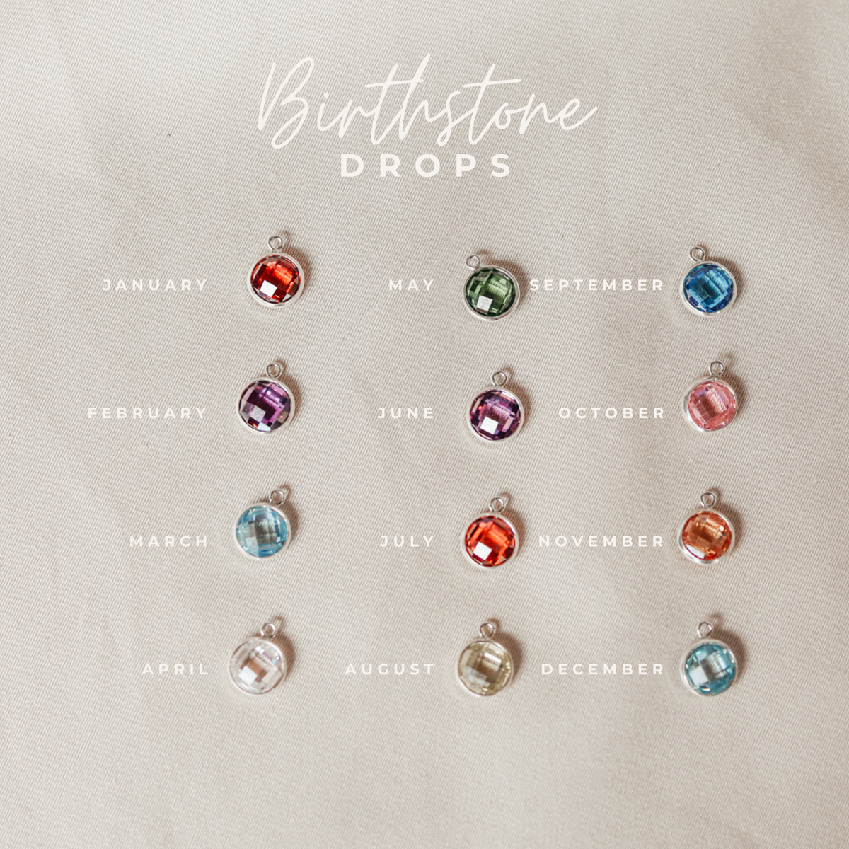 Single Birthstone Drop • Choose Month – KBN Jewellery